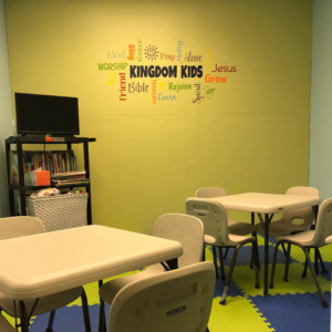 KINGDOM KIDS Word Collage Vinyl Wall Decal, Sunday School, Church
