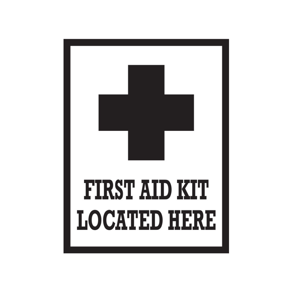 FIRST AID KIT Located Here Vinyl Decal First Aid Vinyl Lettering